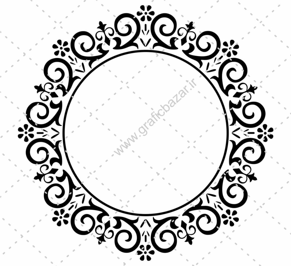 دانلود وکتور حاشیه دایره شمسه گل ریز - گرافیک بازار