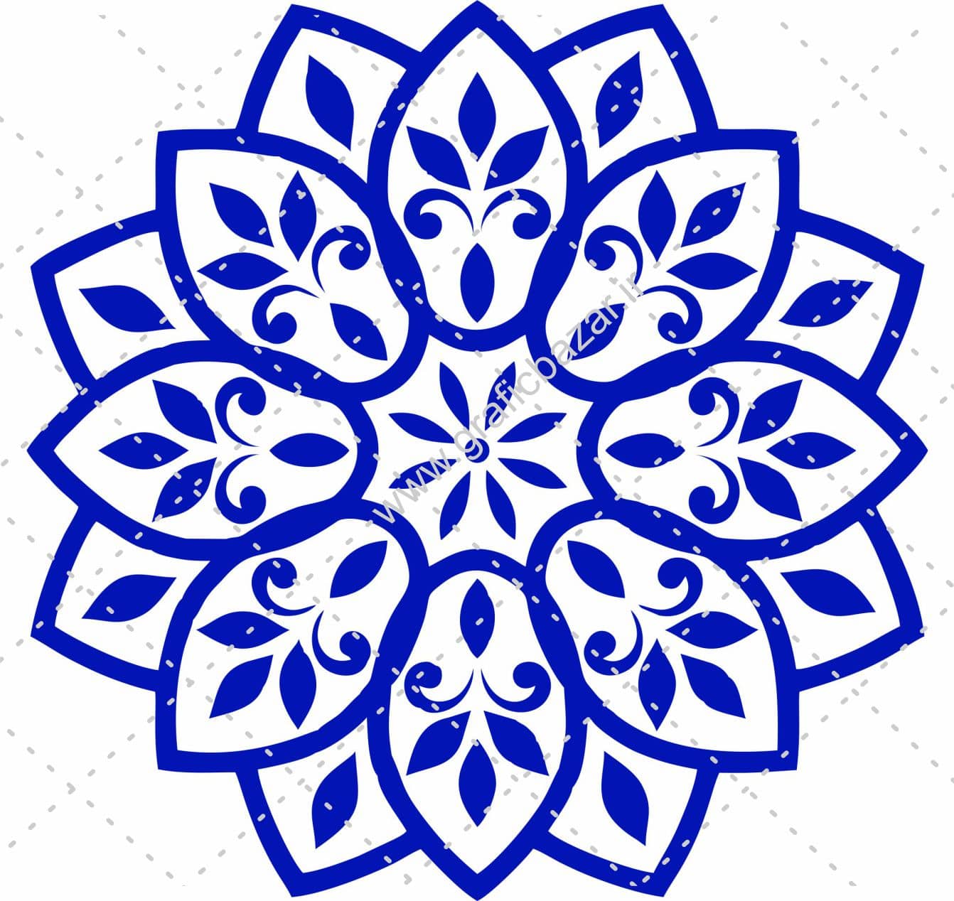 دانلود وکتور شمسه گل آبی زیبا - گرافیک بازار