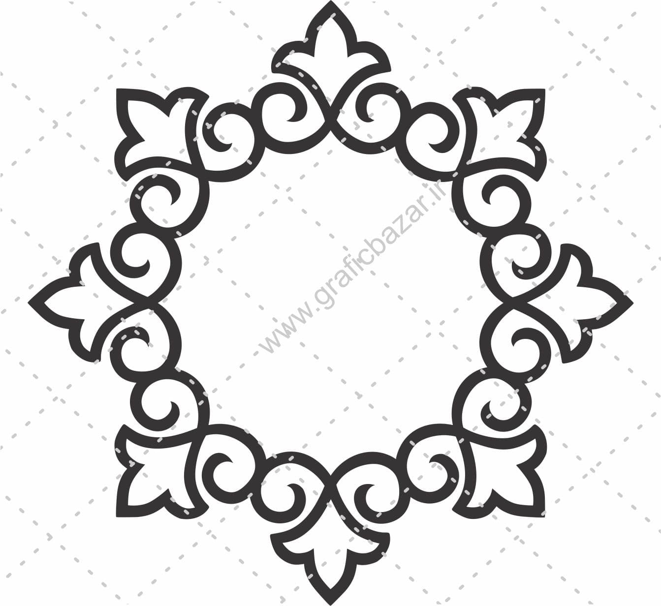 دانلود وکتور حاشیه شمسه گل و حلزونی - گرافیک بازار