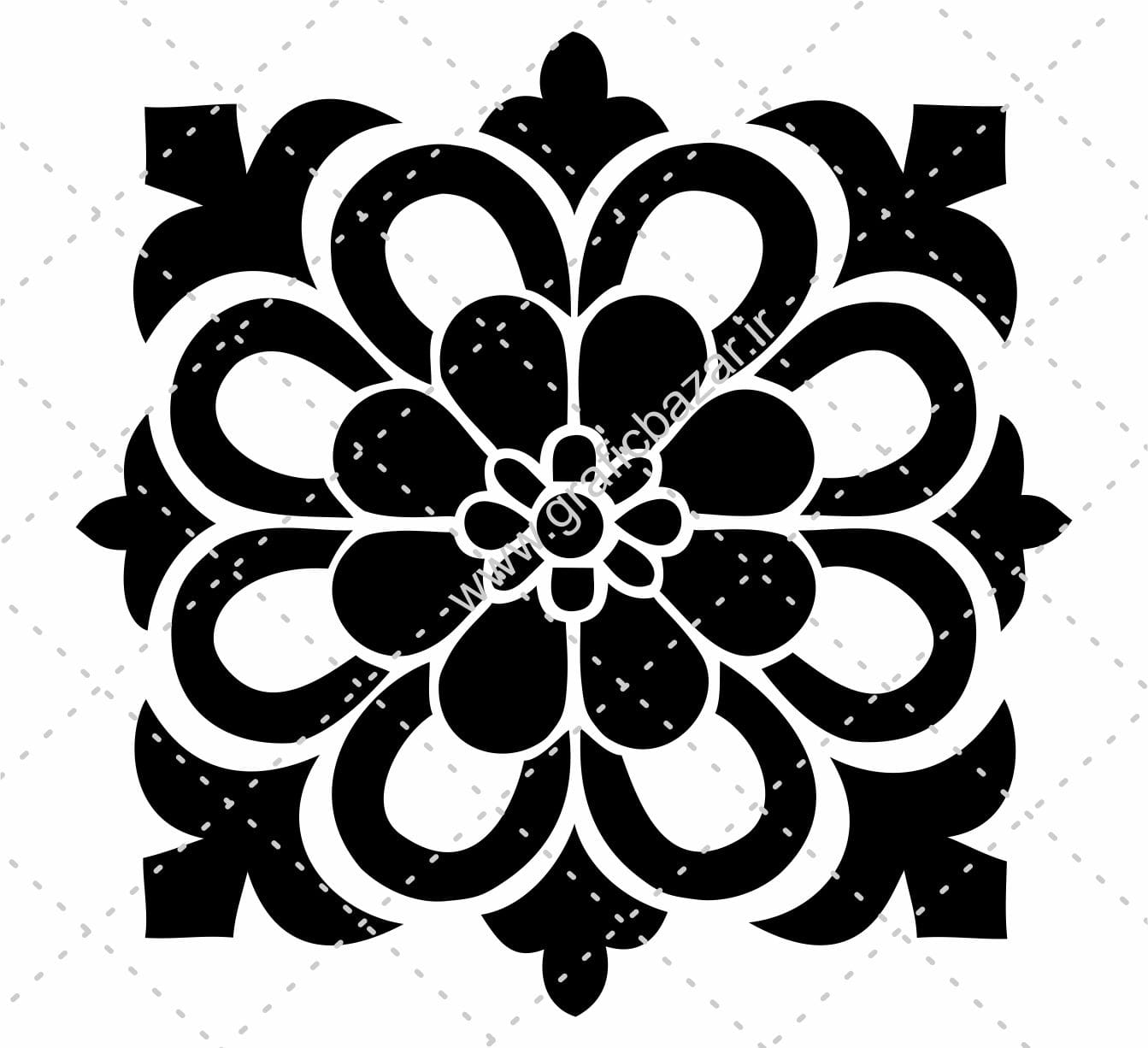 دانلود وکتور شمسه مربعی گل - گرافیک بازار